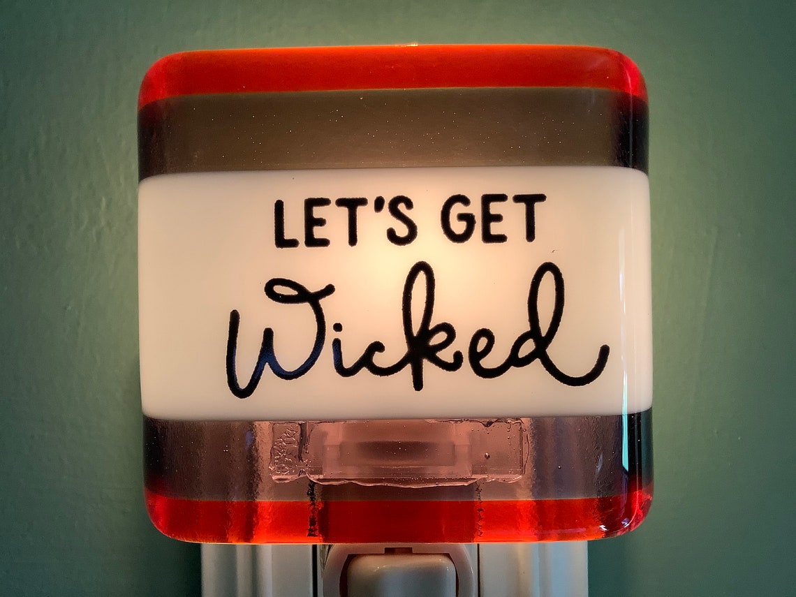 Wicked Fused Glass Plug in Halloween Broom Night Light With Draped ...