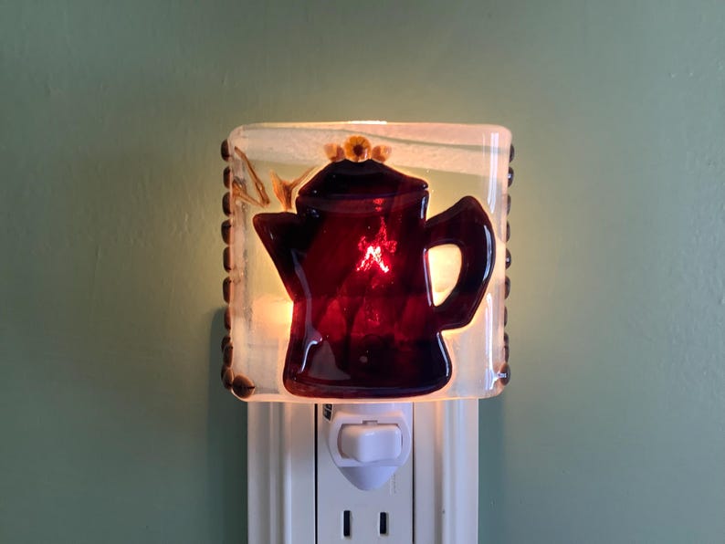 Coffee Pot Fused Glass Plug in Kitchen Night Light Outlet Sconce - Etsy