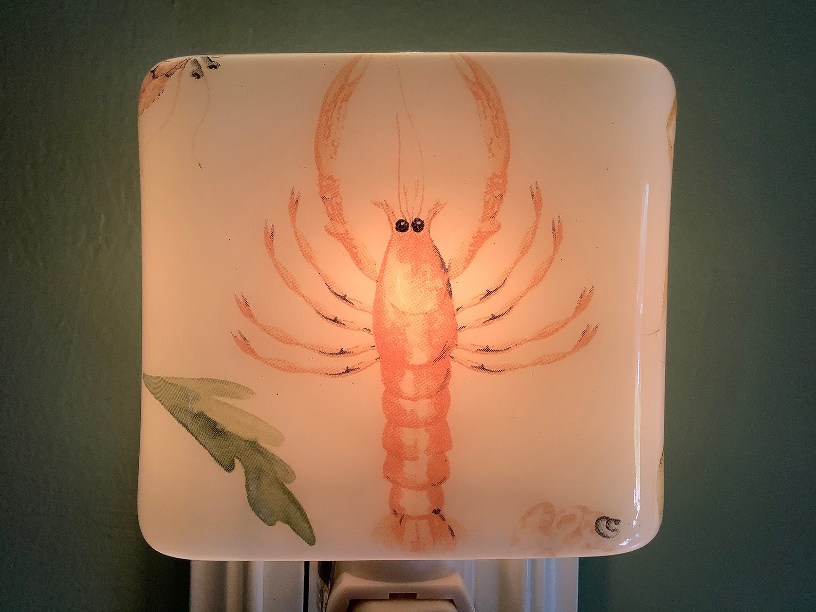 Lobster Fused Glass Plug in Night Light With Draped Sides Mini - Etsy