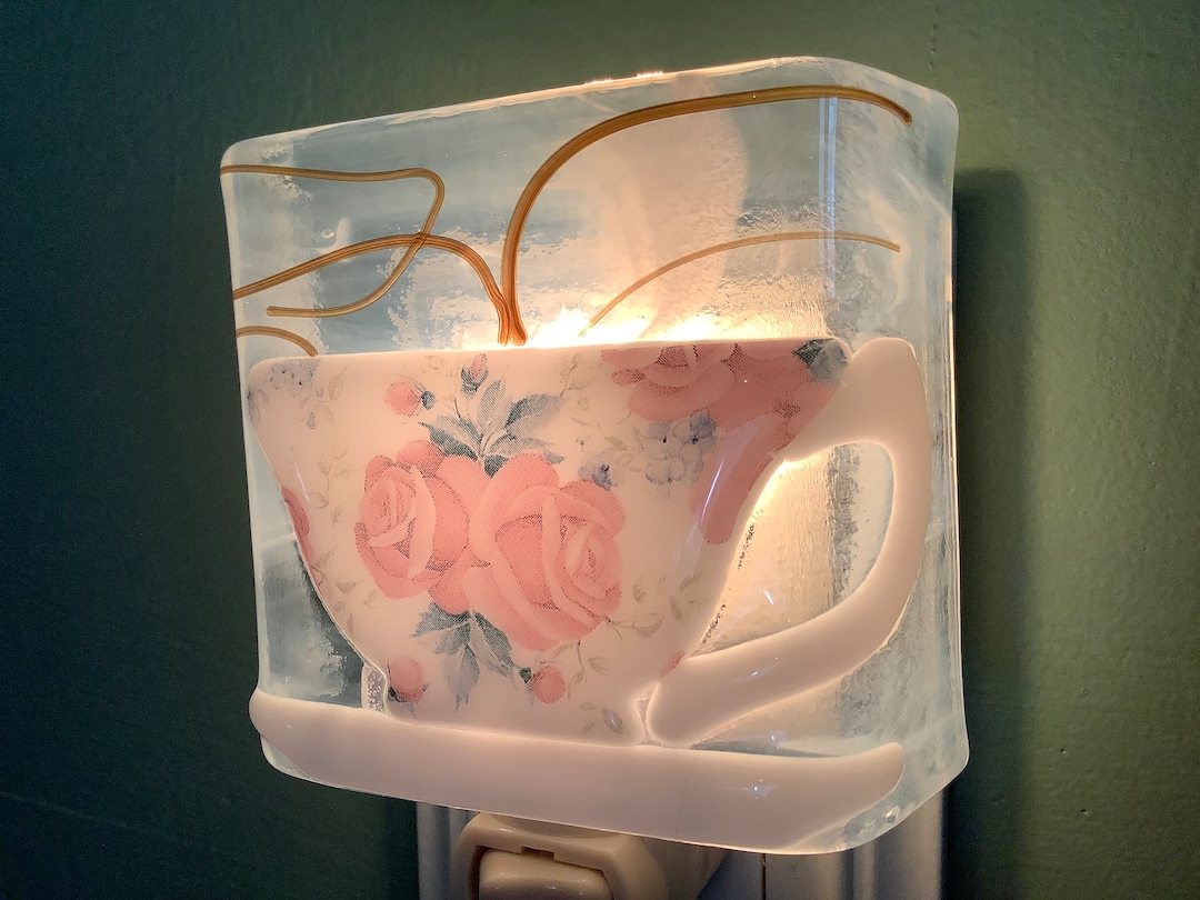 1 Tea Cup Fused Glass Plug in Kitchen Night Light Outlet Sconce - Etsy