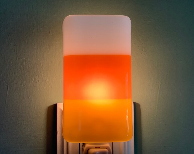 Candy Corn Fused Glass Plug in Halloween Night Light With Slumped ...