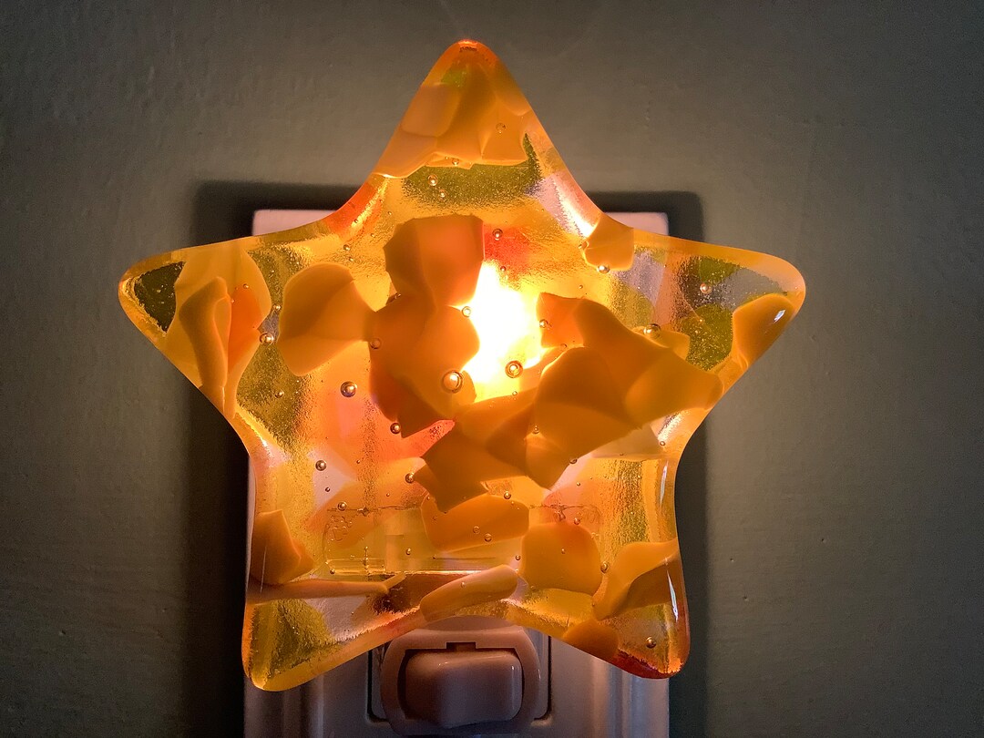 1 Yellow Star Fused Glass Plug in Night Light - Etsy