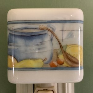 Lemon and Fruit Fused Glass Plug in Fruit Night Light With Draped Sides ...