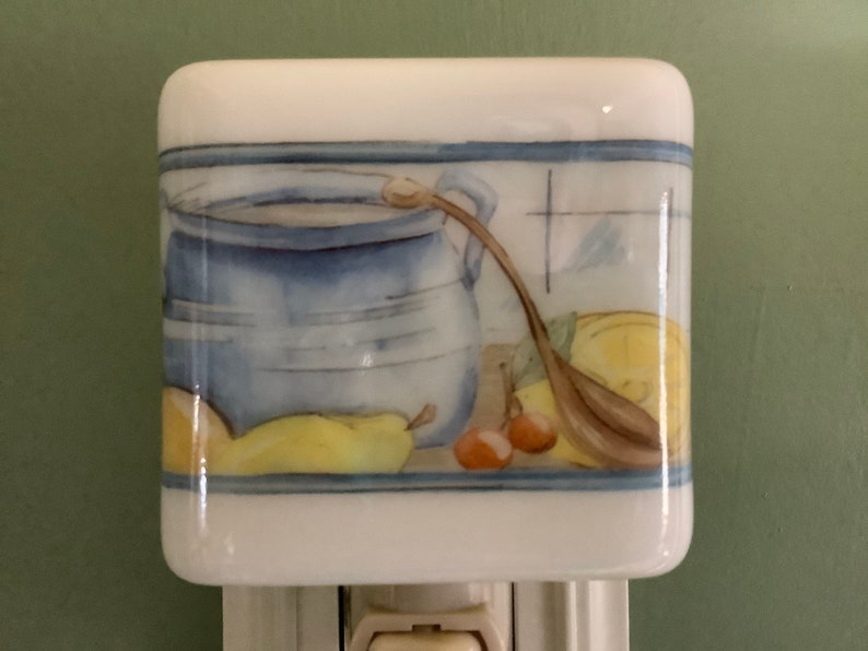 Lemon and Fruit Fused Glass Plug in Fruit Night Light With Draped Sides ...