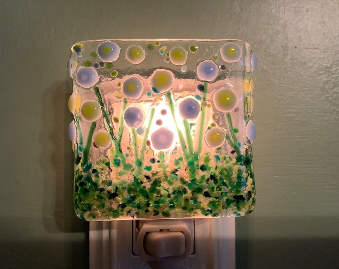 Murrini Don't Forget Me Nots Glass Plug in Flowers Night Light With ...