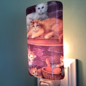 Playful Cats Fused Glass Plug in Night Light Tall Outlet Sconce - Etsy