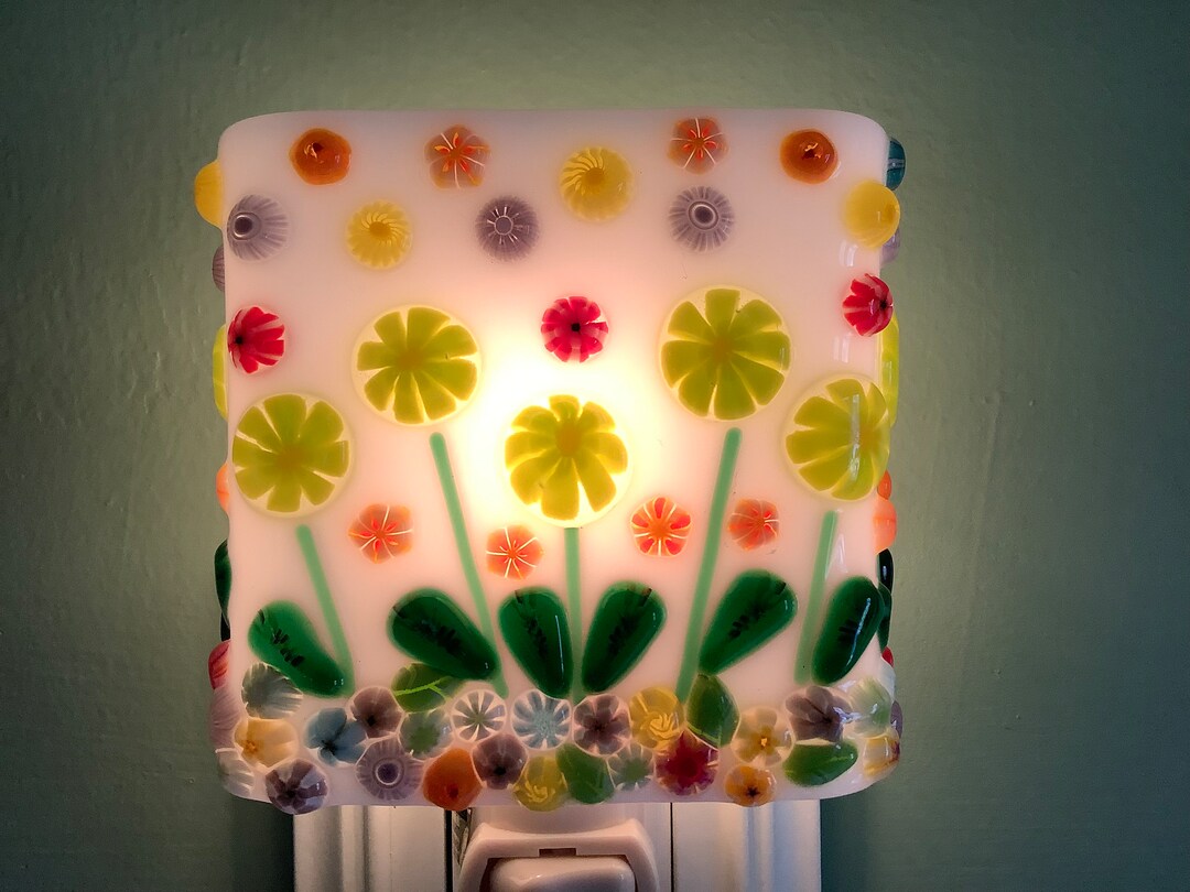 1 Murrini Stupendous Flower Meadow Glass Plug in Flowers Night Light ...