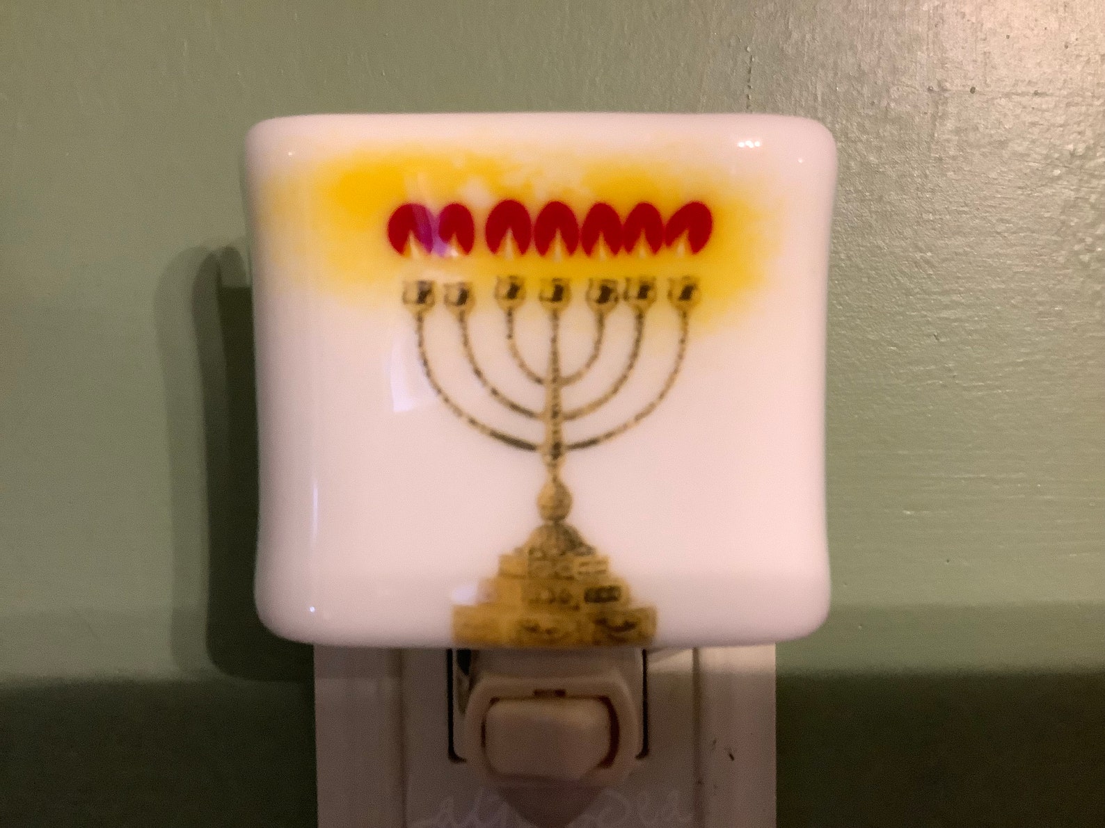 Menorah Fused Glass Plug in Jewish Night Light Outlet Sconce - Etsy