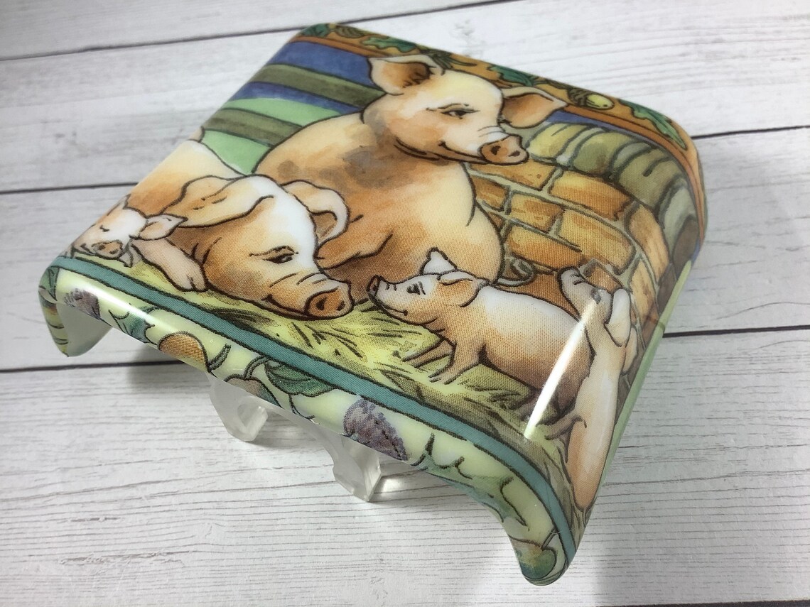 Pigs Fused Glass Plug in Farm Animal Night Light With Draped - Etsy