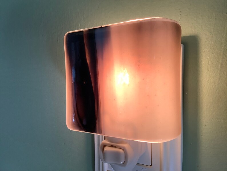 Modern Black Fused Glass Plug in Night Light With Draped Sides - Etsy