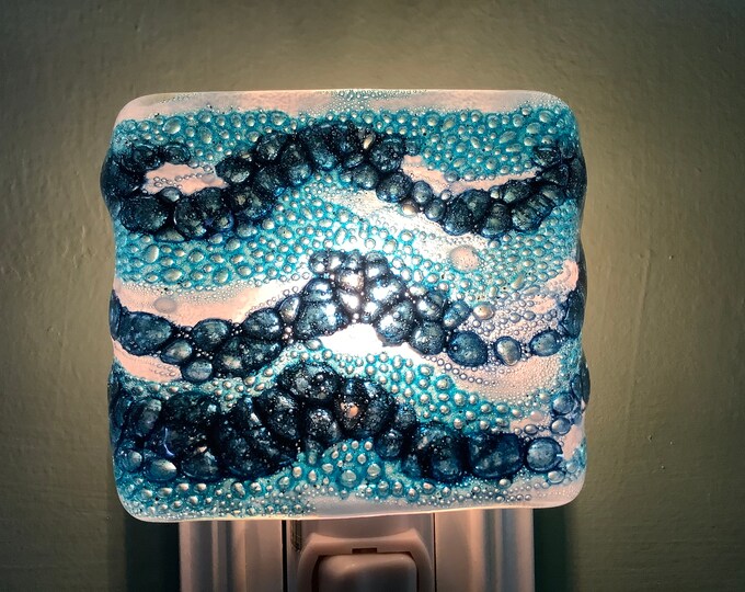 Ocean Water Wave Fused Glass Plug in Night Light With Slumped Rounded ...