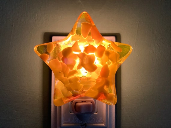 1 Yellow Star Fused Glass Plug in Night Light - Etsy