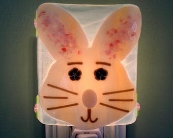 1 Easter Bunny Face Fused Glass Rabbit With Murrini Flower Hat Peter ...