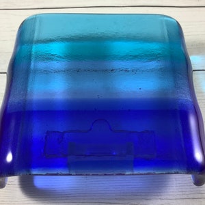 1 Striped Blue Hue Fused Glass Plug in Night Light With Draped Sides ...