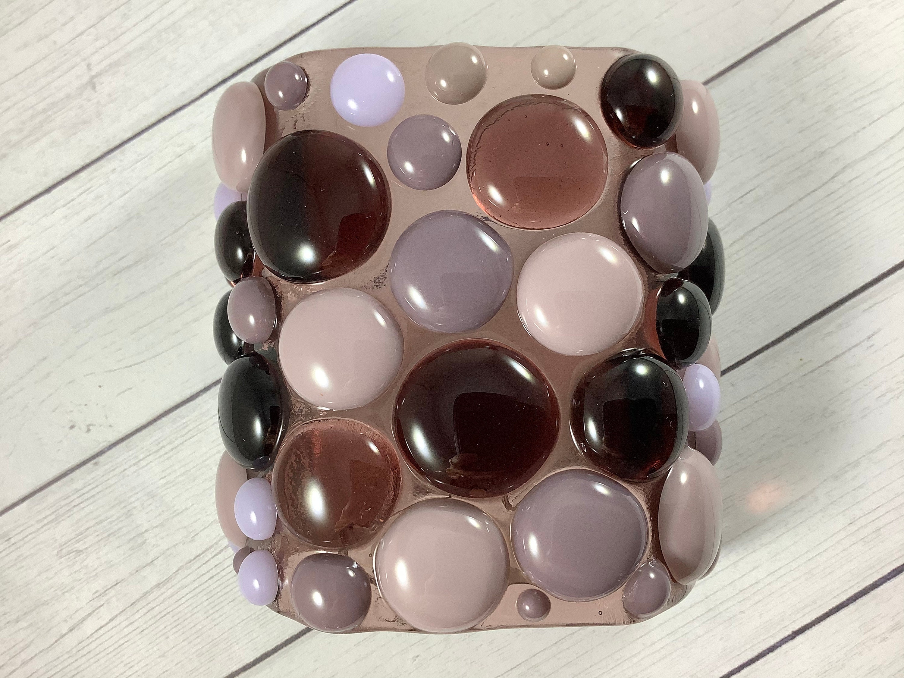 1 Purple Passion Dots Fused Glass Plug in Night Light With Draped ...