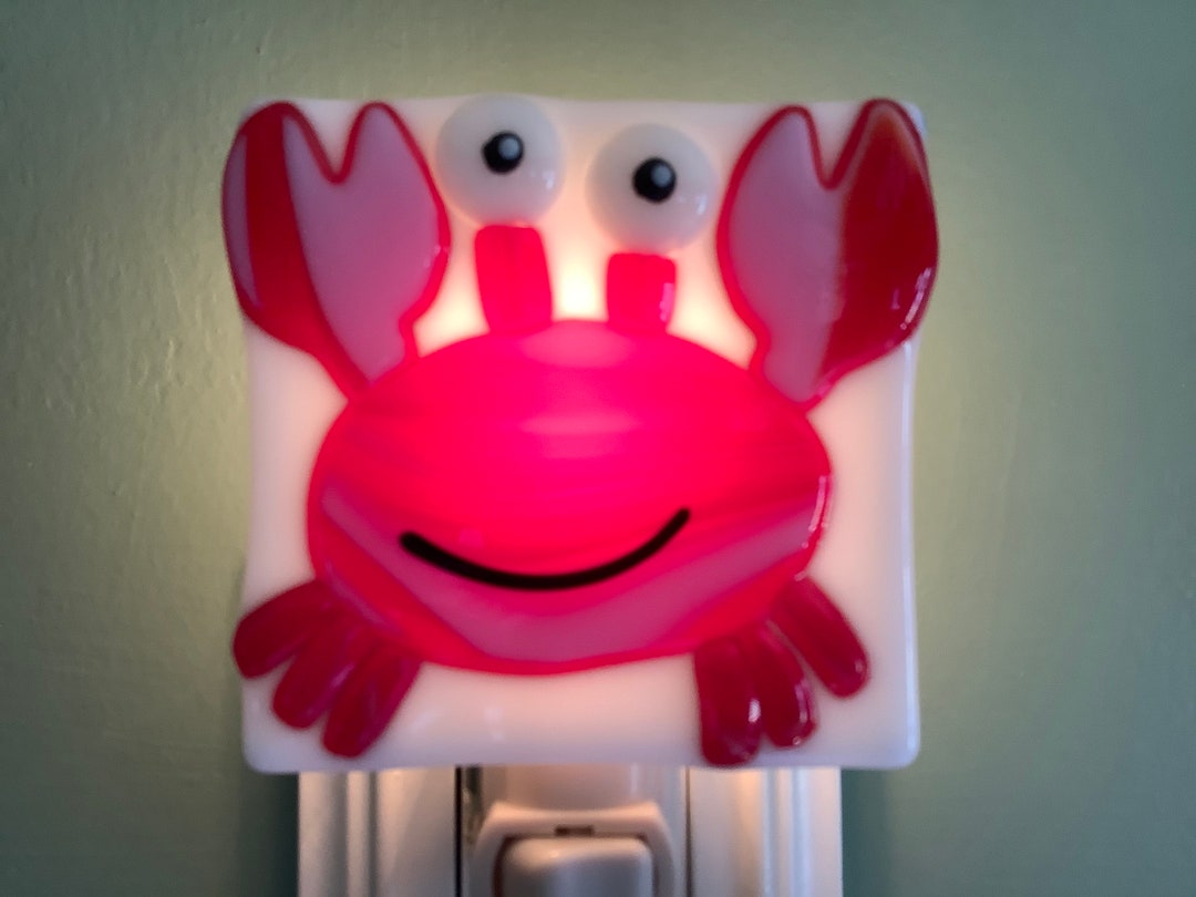 1 Red Happy Crab Fused Glass Wall Plug in Night Light - Etsy