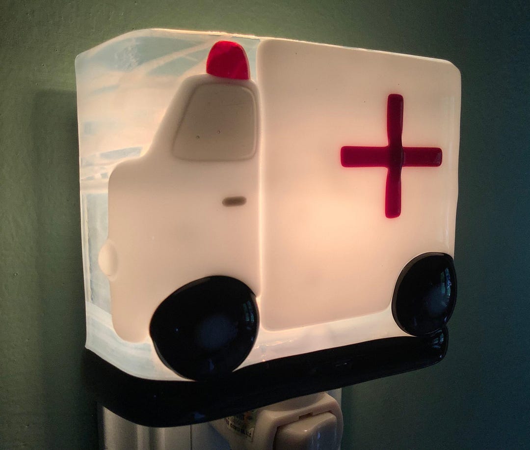 1 Ambulance Fused Glass Plug in Night Light Outlet Sconce - Etsy