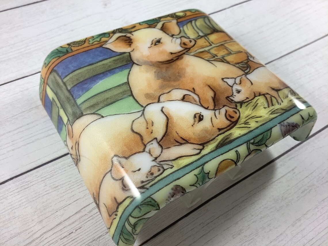 Pigs Fused Glass Plug in Farm Animal Night Light With Draped - Etsy