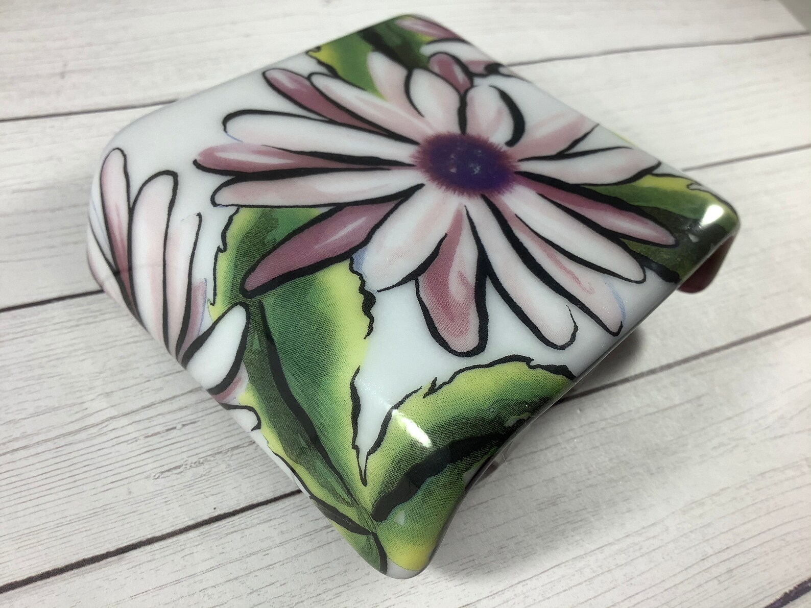 Purple Daisy Flowers Fused Glass Plug In Cornflower Night | Etsy