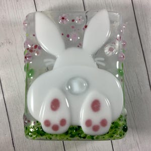1 Hopping Bunny Butt Fused Glass Rabbit Easter Bunny Peter Cotton Tail ...