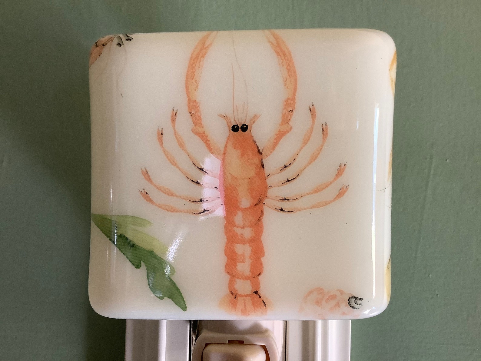Lobster Fused Glass Plug in Night Light With Draped Sides Mini - Etsy