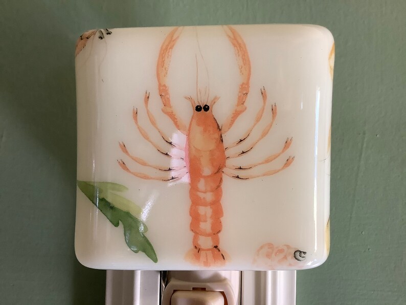 Lobster Fused Glass Plug in Night Light With Draped Sides Mini - Etsy