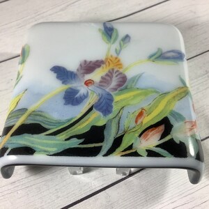 Floral Fused Glass Plug in Iris Flower Night Light With Draped Sides ...