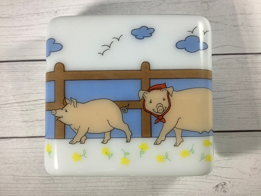 Pigs Fused Glass Plug in Farm Night Light With Draped Sides Outlet ...