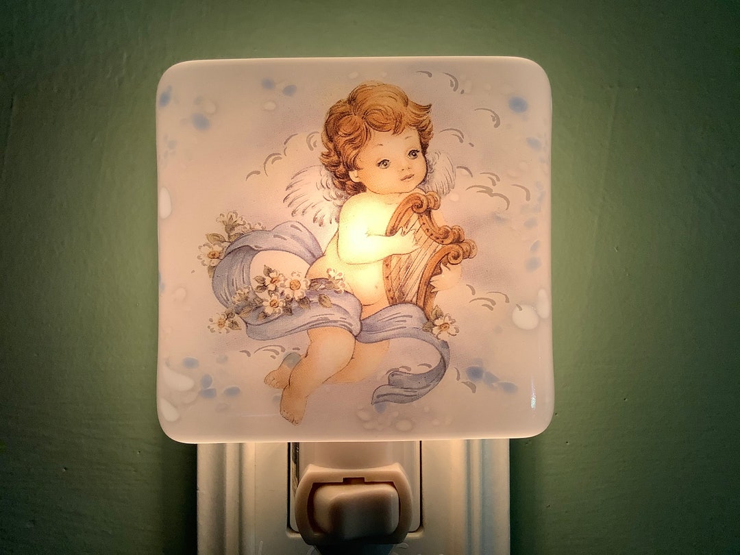 Cherub Fused Glass Plug in Angel Night Light Outlet Sconce - Etsy