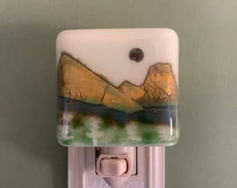 Farm Fused Glass Plug in Farmer Night Light With Draped Sides - Etsy