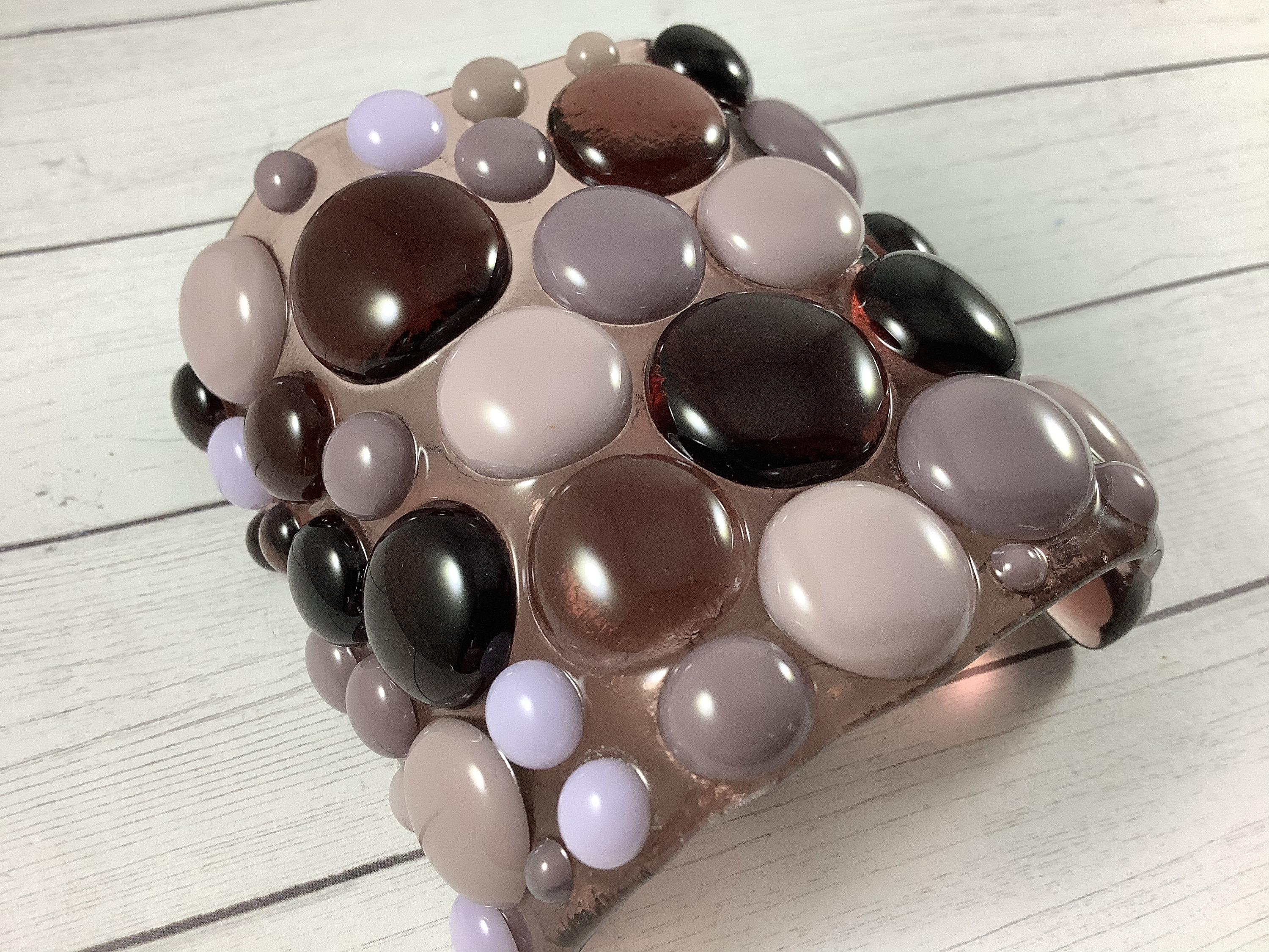 1 Purple Passion Dots Fused Glass Plug in Night Light With Draped ...
