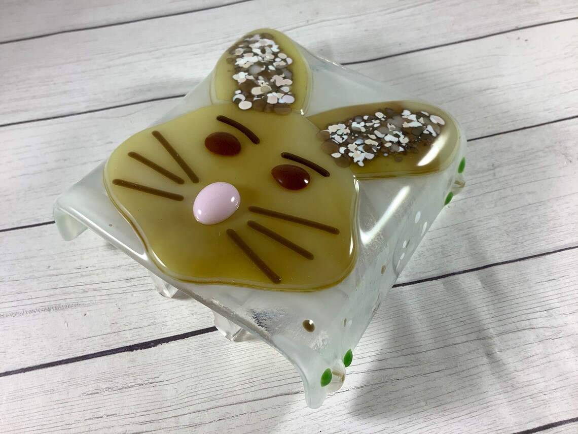 Fused Glass Easter Bunny Night Light, Peter Cottontail Decor - Etsy