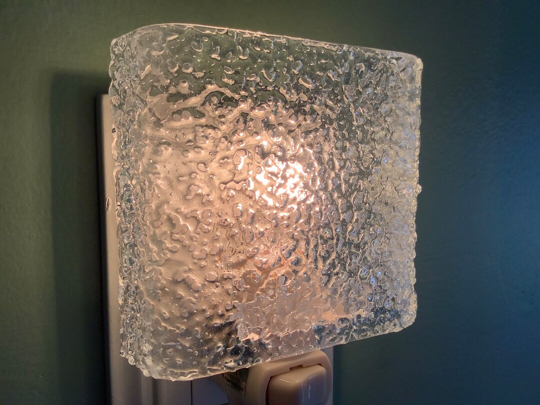 Fused Glass Clear Plug in Clear Frit With a Hint of Green Night Light ...