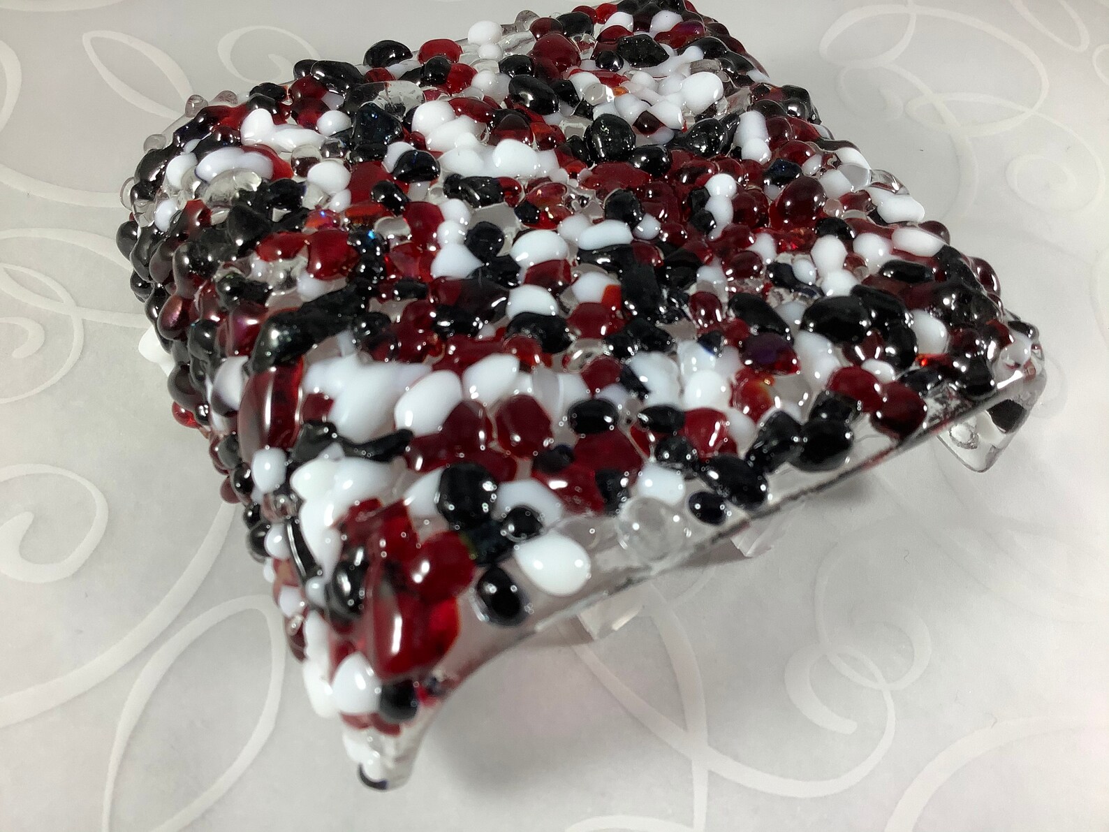 Red White and Black Frit Fused Glass Plug in Holiday Night Light With ...