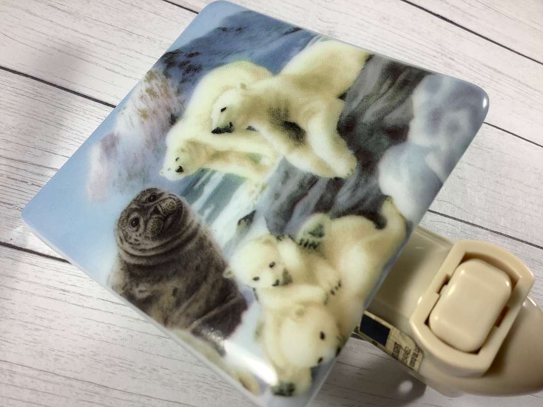 1 Seals and Polar Bears Fused Glass Plug in Animal Night Light - Etsy