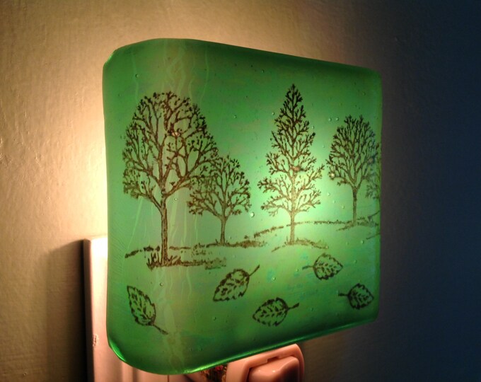 Trees Fused Glass Plug in Green Night Light With Slumped - Etsy