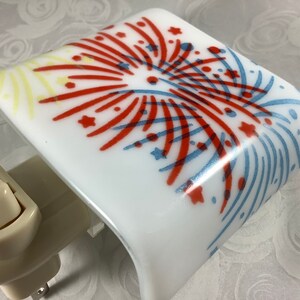 Celebration Fused Glass Plug in Fireworks Night Light With Draped Sides ...