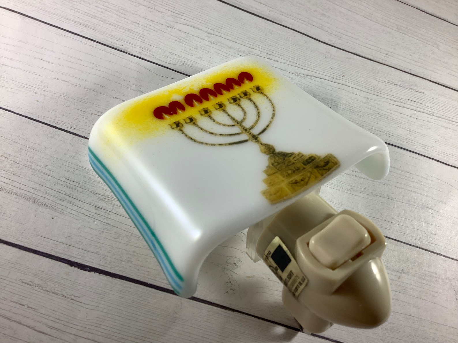 Menorah Fused Glass Plug in Jewish Night Light Outlet Sconce - Etsy