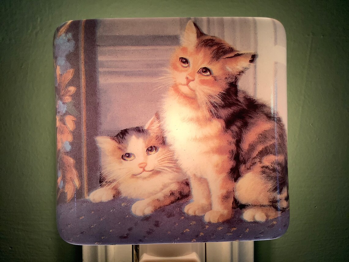 Playful Cats Fused Glass Plug in Night Light Outlet Sconce - Etsy