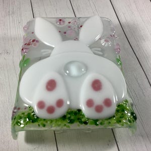 1 Hopping Bunny Butt Fused Glass Rabbit Easter Bunny Peter Cotton Tail ...