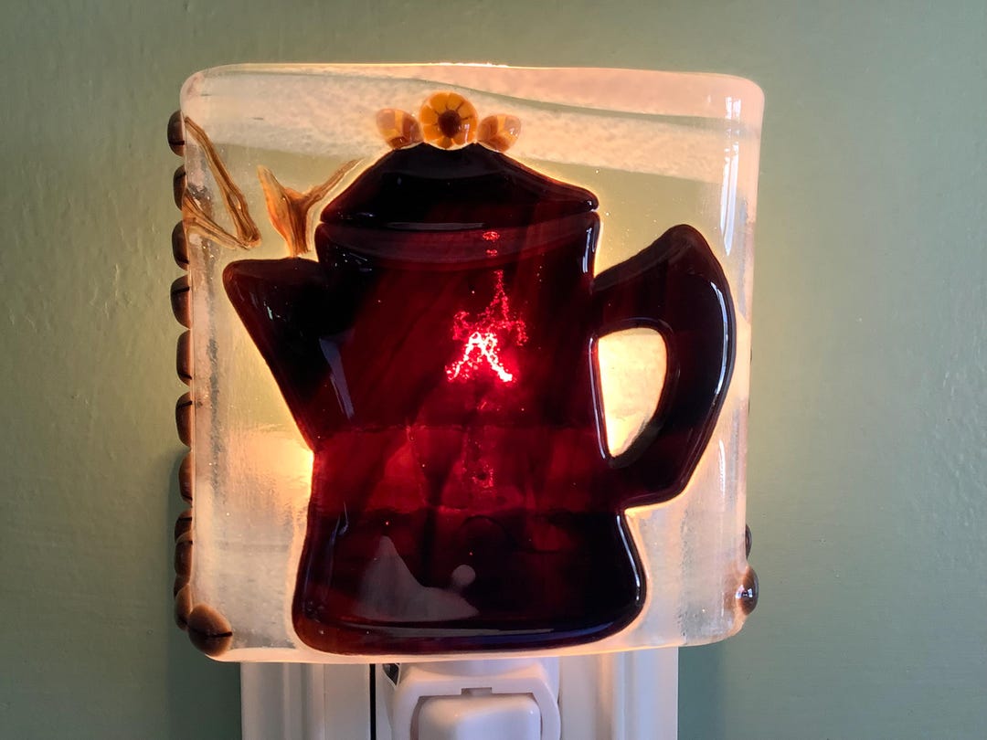 Coffee Pot Fused Glass Plug in Kitchen Night Light Outlet Sconce - Etsy