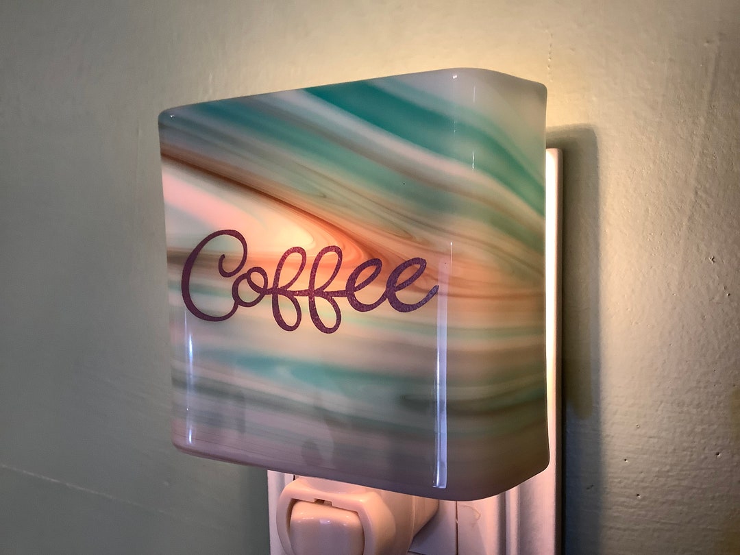 Coffee Bar Fused Glass Plug in Night Light With Draped Sides Outlet ...