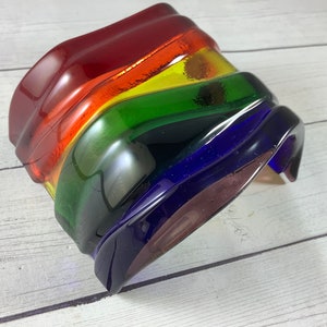Rainbow Wave Fused Glass Plug in Night Light With Draped Curved Sides ...