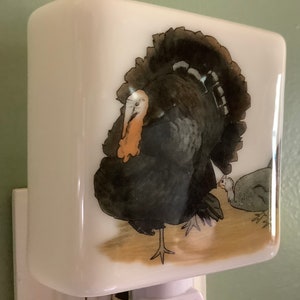 Turkey Fused Glass Plug in Thanksgiving Night Light With Draped Sides ...
