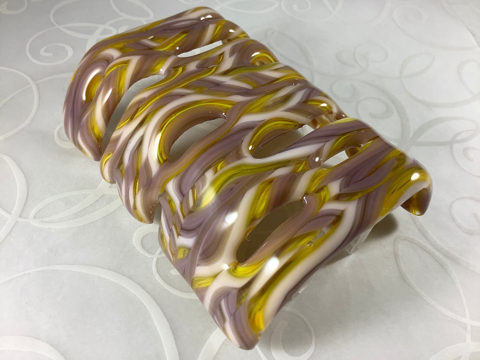 Yellow and Purple Fused Glass Plug in Night Light With Draped Edges ...