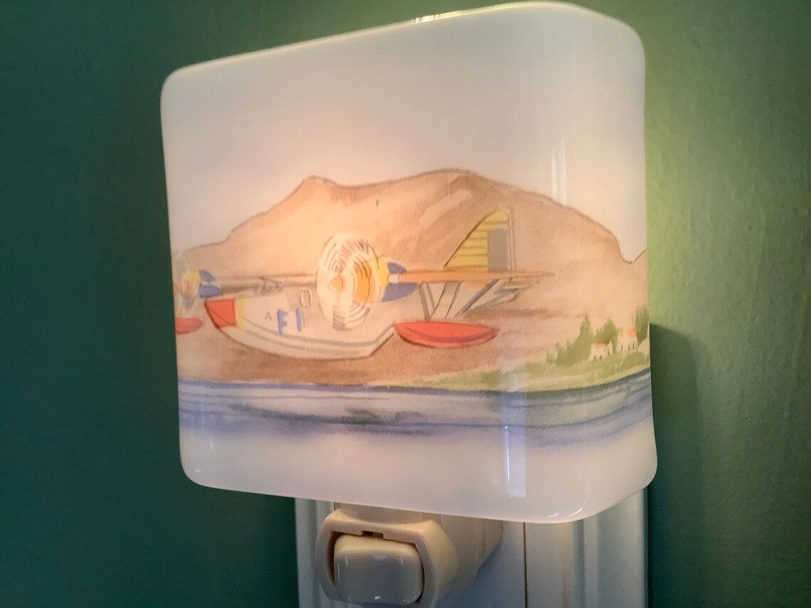 Plane Fused Glass Plug in Travel Night Light With Draped Sides - Etsy