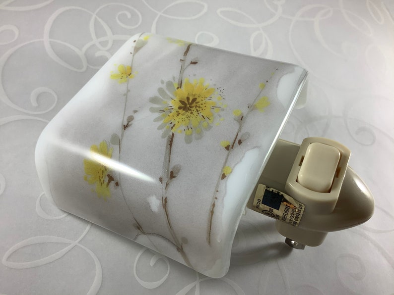 Wild Yellow Flowers Fused Glass Plug in Flower Night Light | Etsy