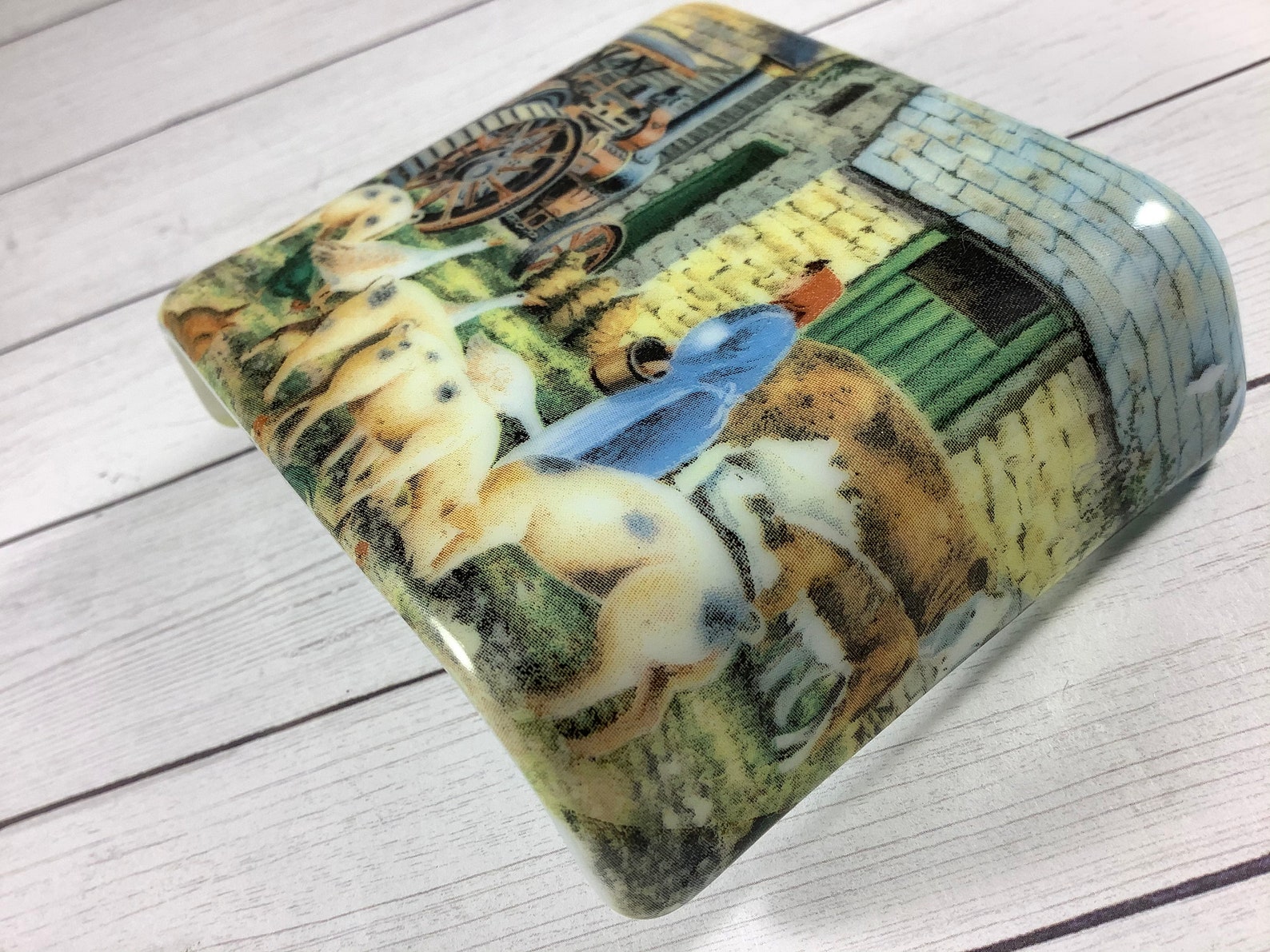 Farm Fused Glass Plug in Farmer Night Light With Draped Sides - Etsy