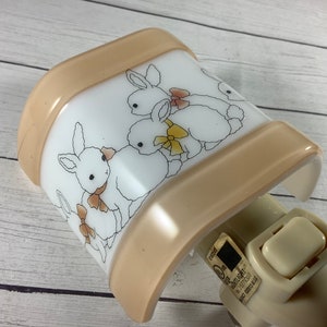 Bunnies Fused Glass Plug in Rabbit Night Light With Draped Curved Sides ...