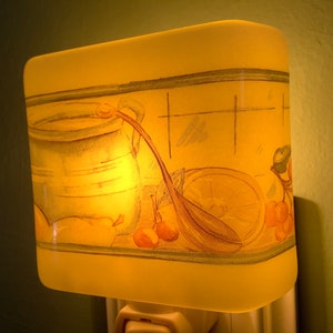 Lemon and Fruit Fused Glass Plug in Fruit Night Light With Draped Sides ...